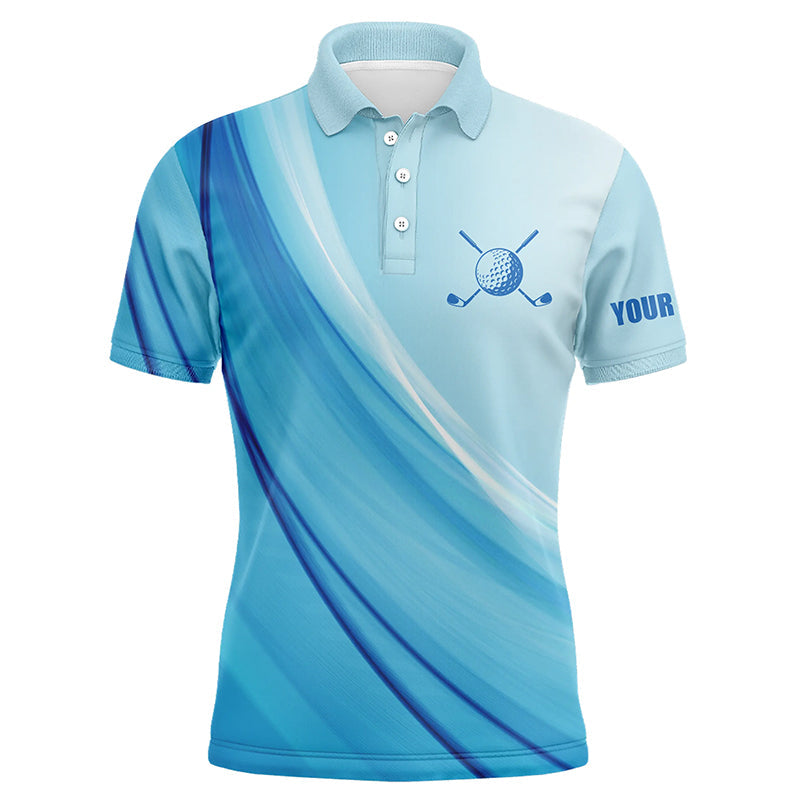 Men's Custom Blue Pattern Golf Polo Shirt - Stylish Sportswear for Gol