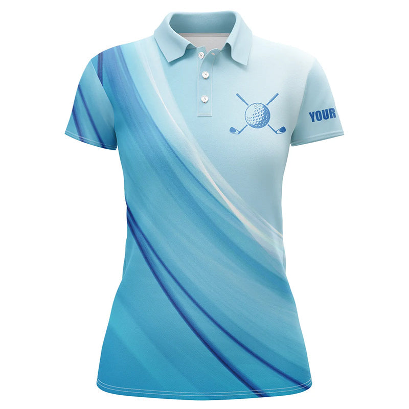 Women's Custom Blue Pattern Golf Polo Shirt - Stylish Sportswear for L