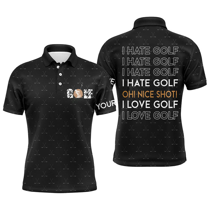 Humorous Men's Golf Polo Shirts - "I Hate Golf, Nice Shot" - Custom Bl