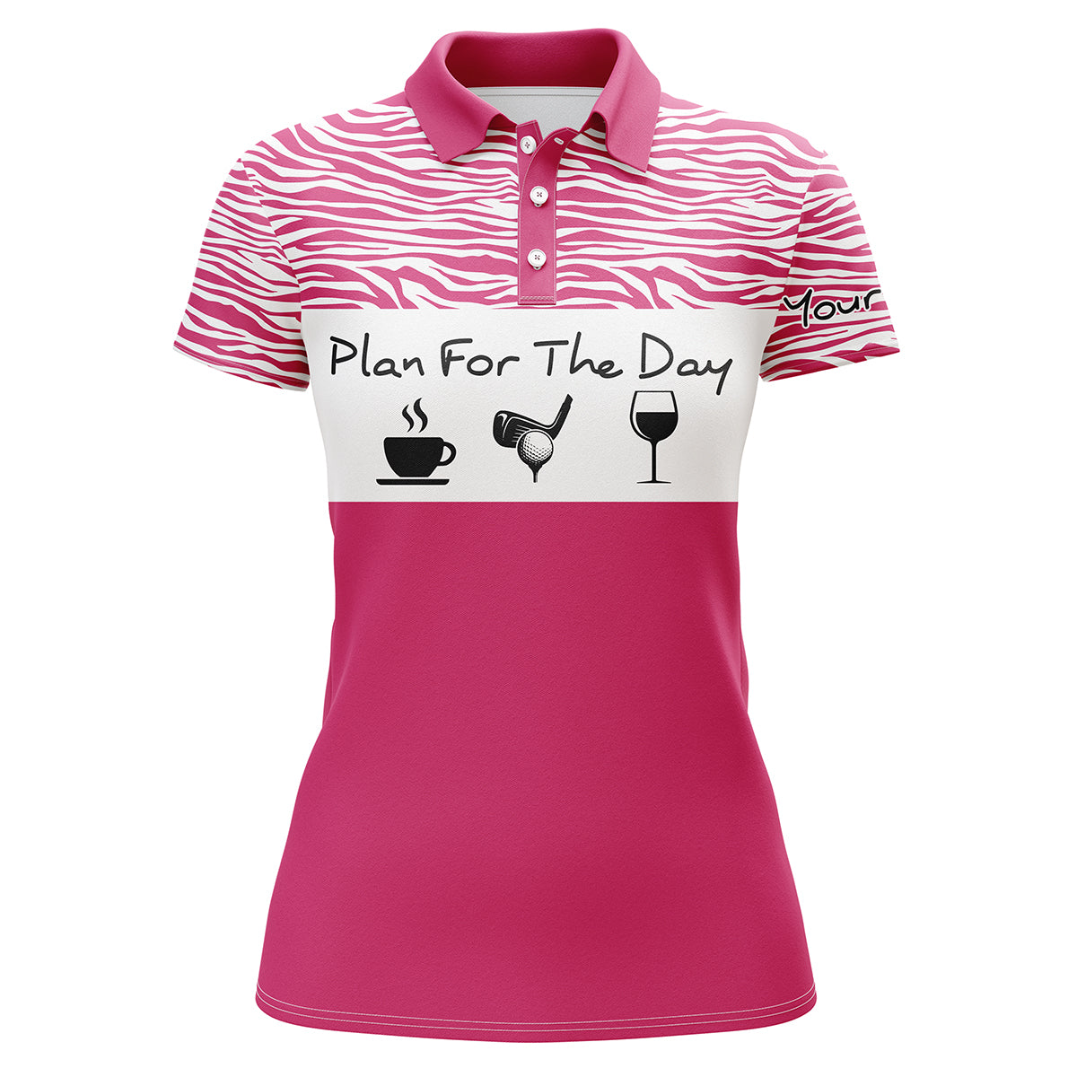 Personalized Women's Golf Polo Shirt - "Plan for the Day" Custom Name