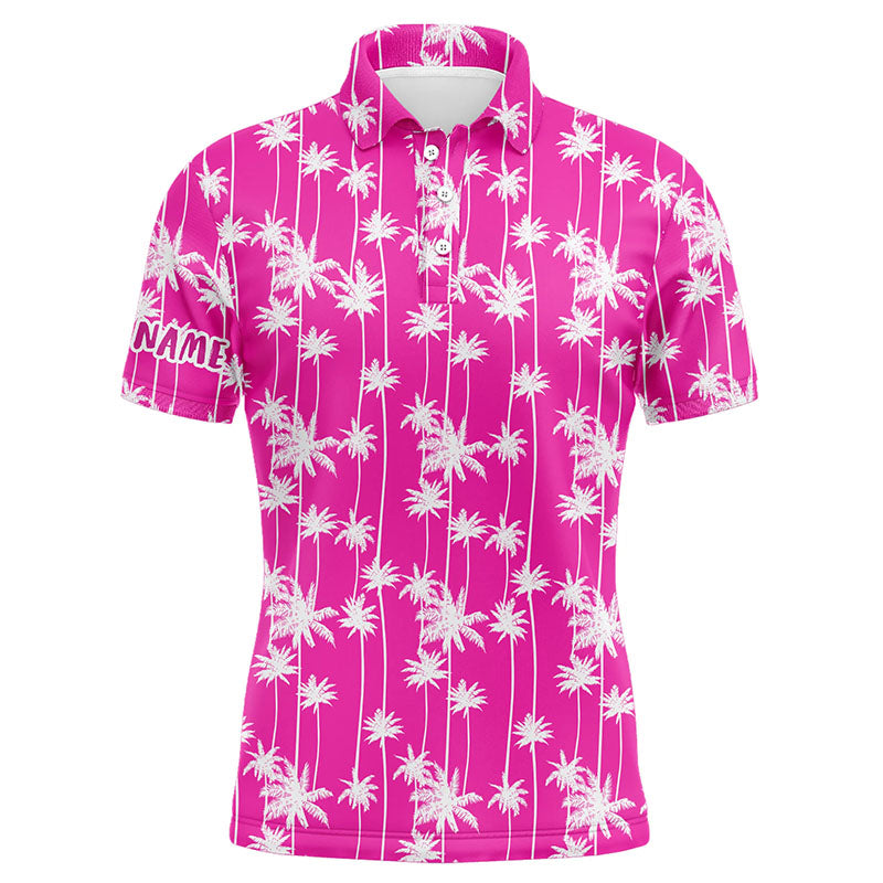 Custom Pink Palm Tree Tropical Pattern Mens Golf Polo Shirt - Golf Gift ...