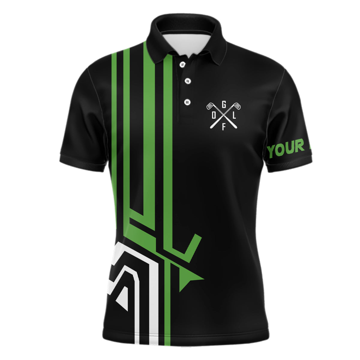Men's Custom Black Golf Polo Shirts - Team Golf Shirts | Men's Green G