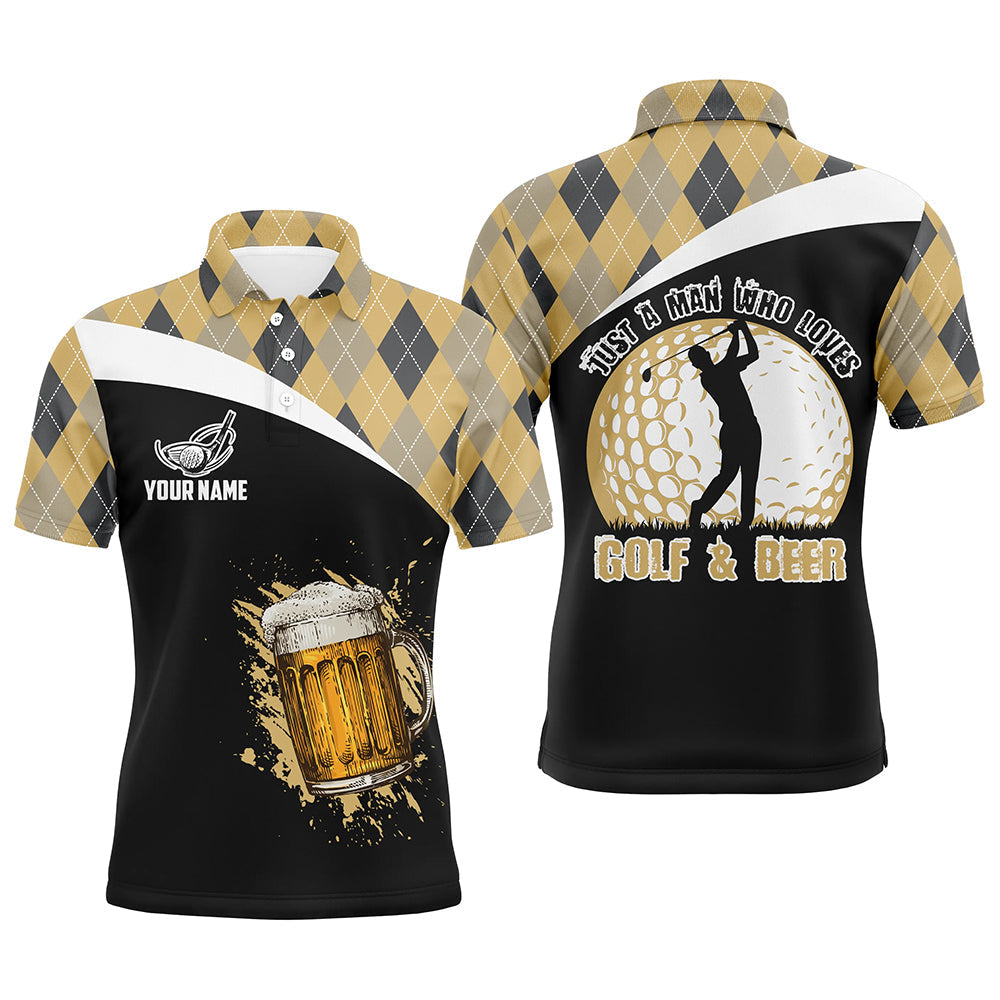 Men's Argyle Pattern Golf Polo Shirt - Beer Golf Shirts for Golf Lovers ...